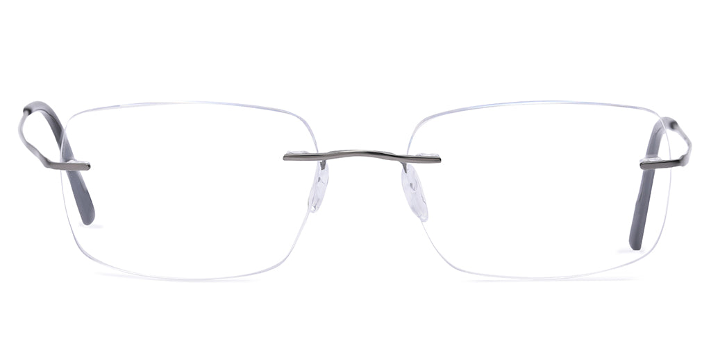 Buy Titanium Rimless Unisex Rectangular Eyeglasses Happster ...