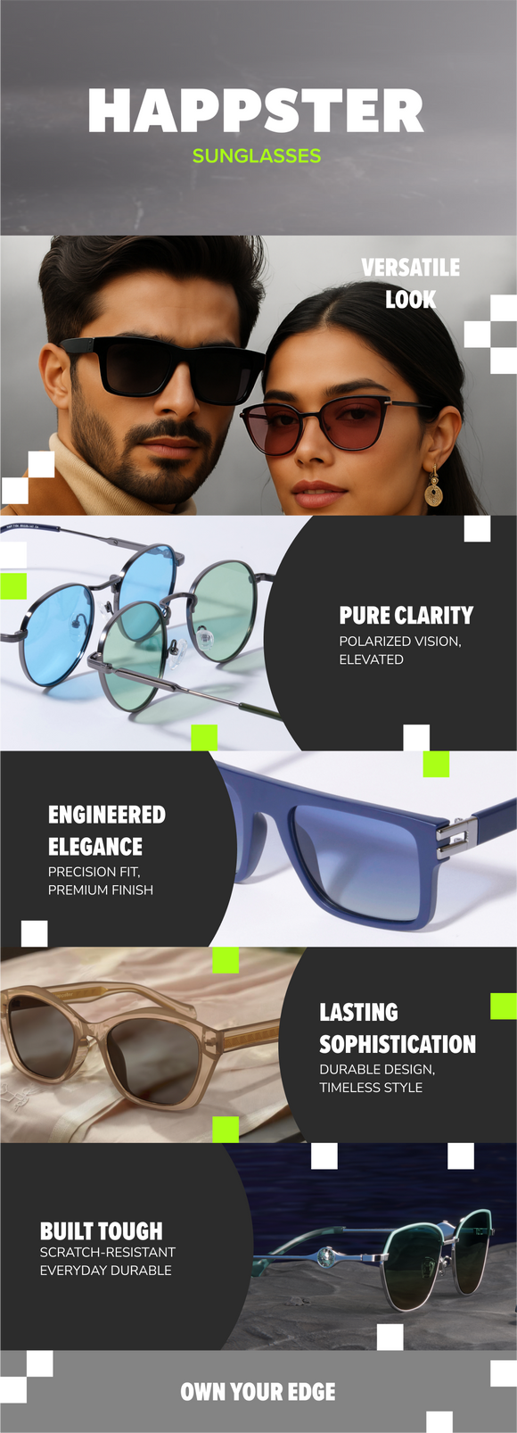Get Stylish Unisex Square Sunglasses – 50mm Metal Full Frame ...